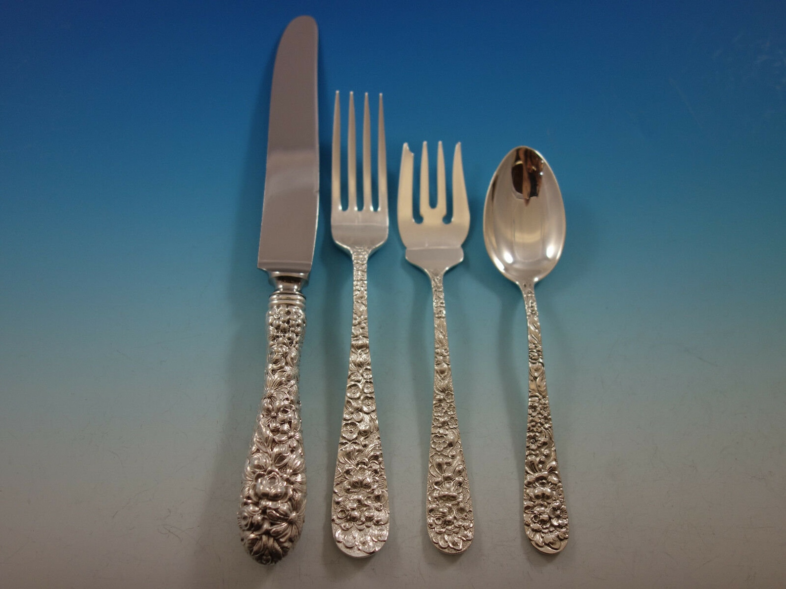 Rose by Stieff Sterling Silver Flatware Set for 12 Service 118 - Etsy