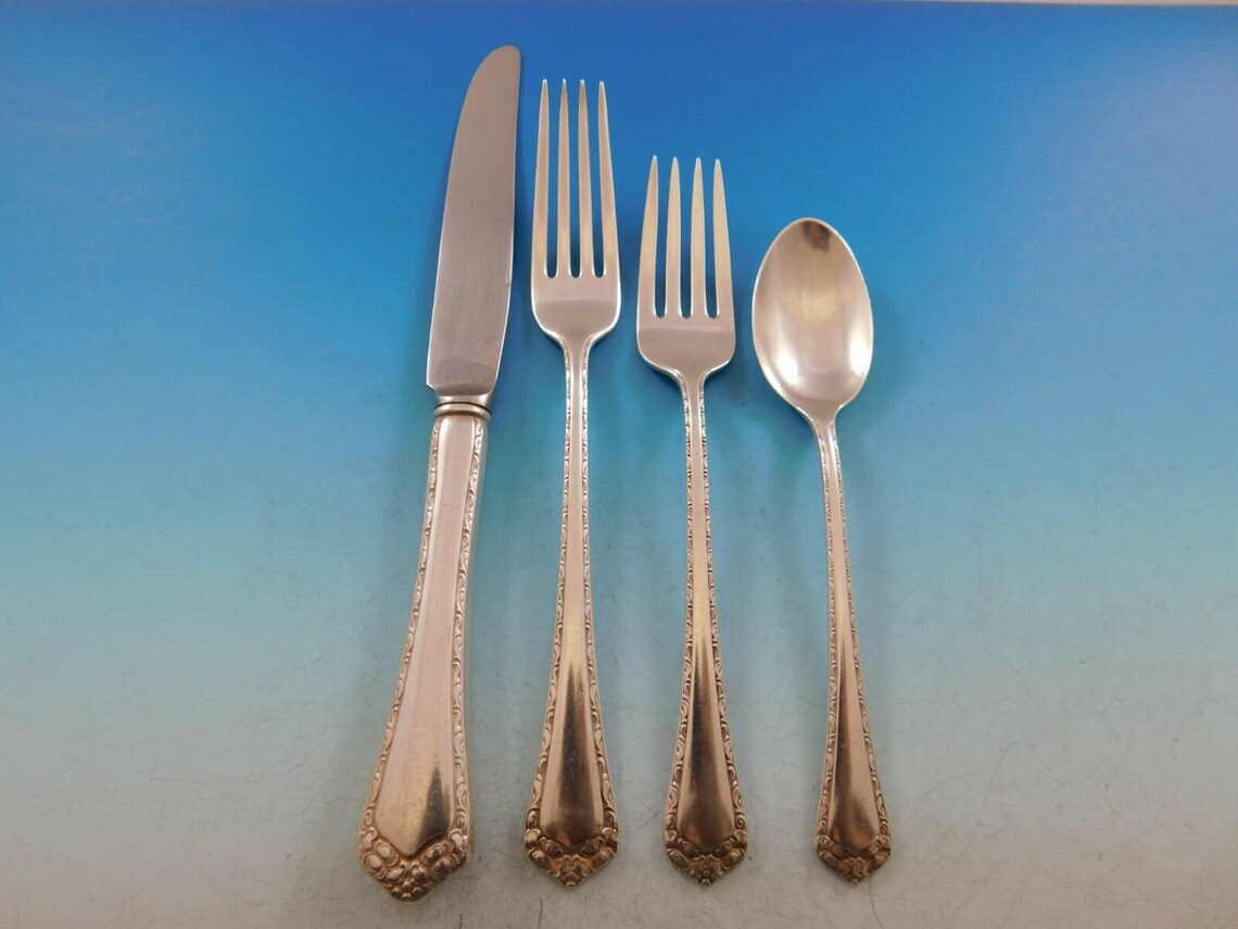 Rosemary by Easterling Sterling Silver Flatware Set for 8 | Etsy