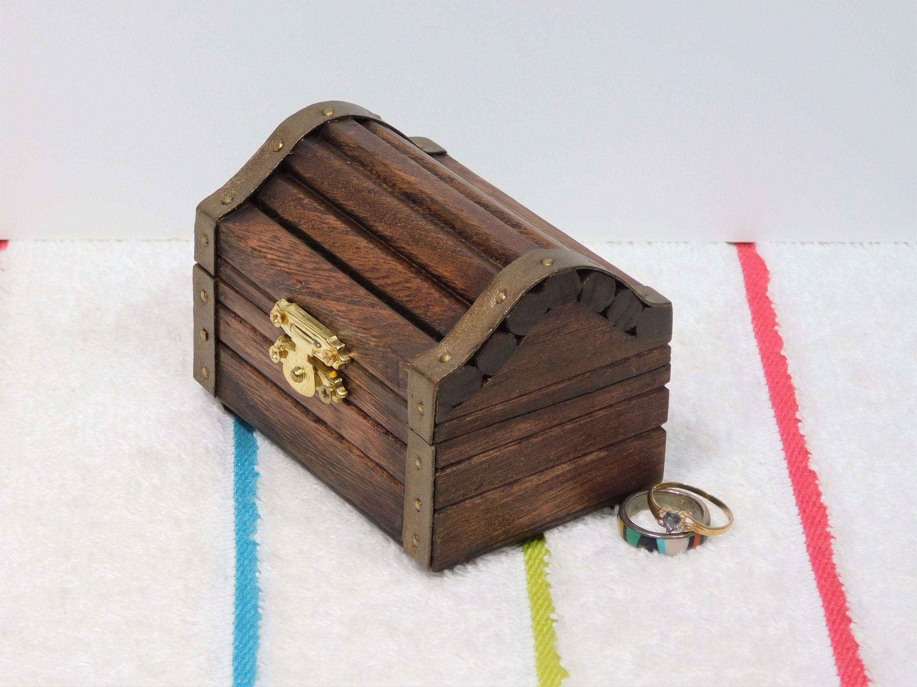 Personalized Small Wood Treasure Chest Wedding Ring Box Names - Etsy UK