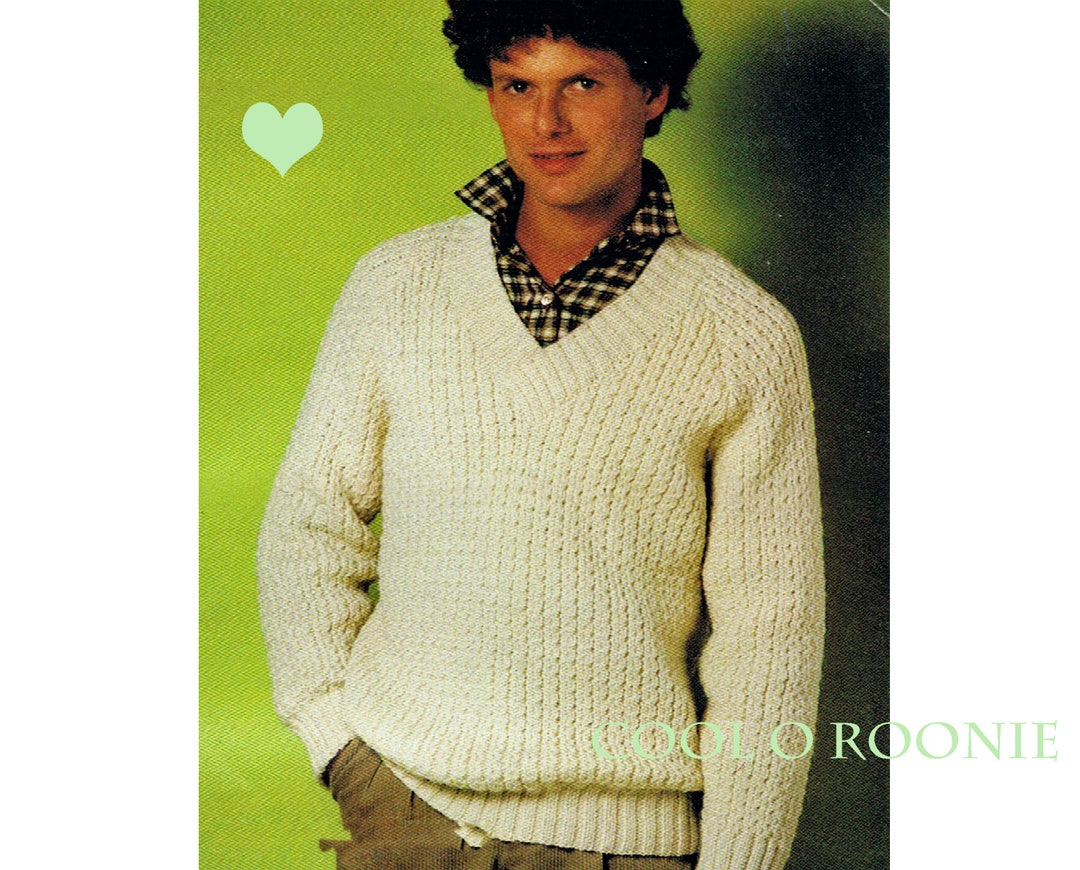 PDF Men's Sweater Knitting Pattern Vintage V Neck - Etsy