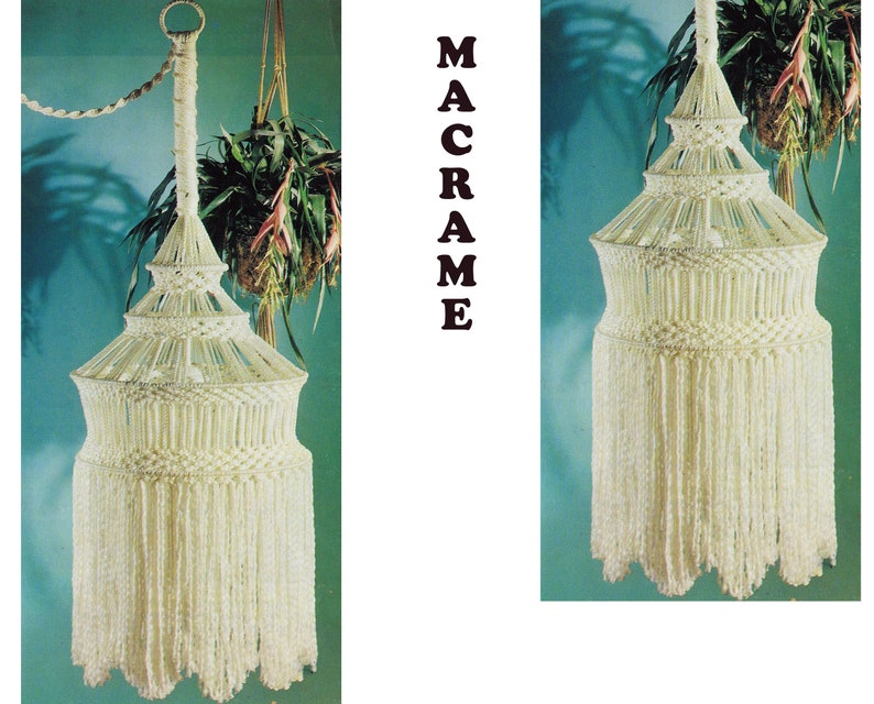 Macrame Hanging Lamp Macrame Pattern Home Decor Vintage - Etsy