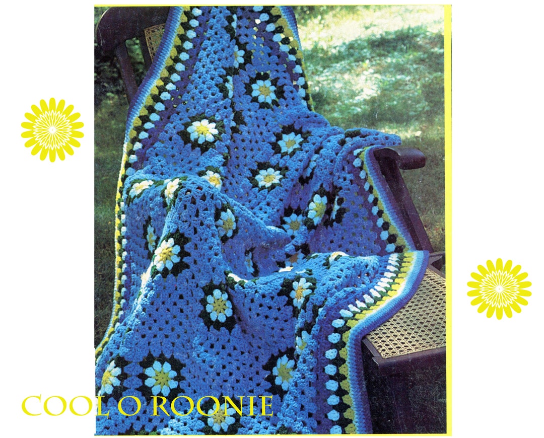 CROCHET Pattern Vintage Afghan Crochet Pattern Granny Square Blanket ...