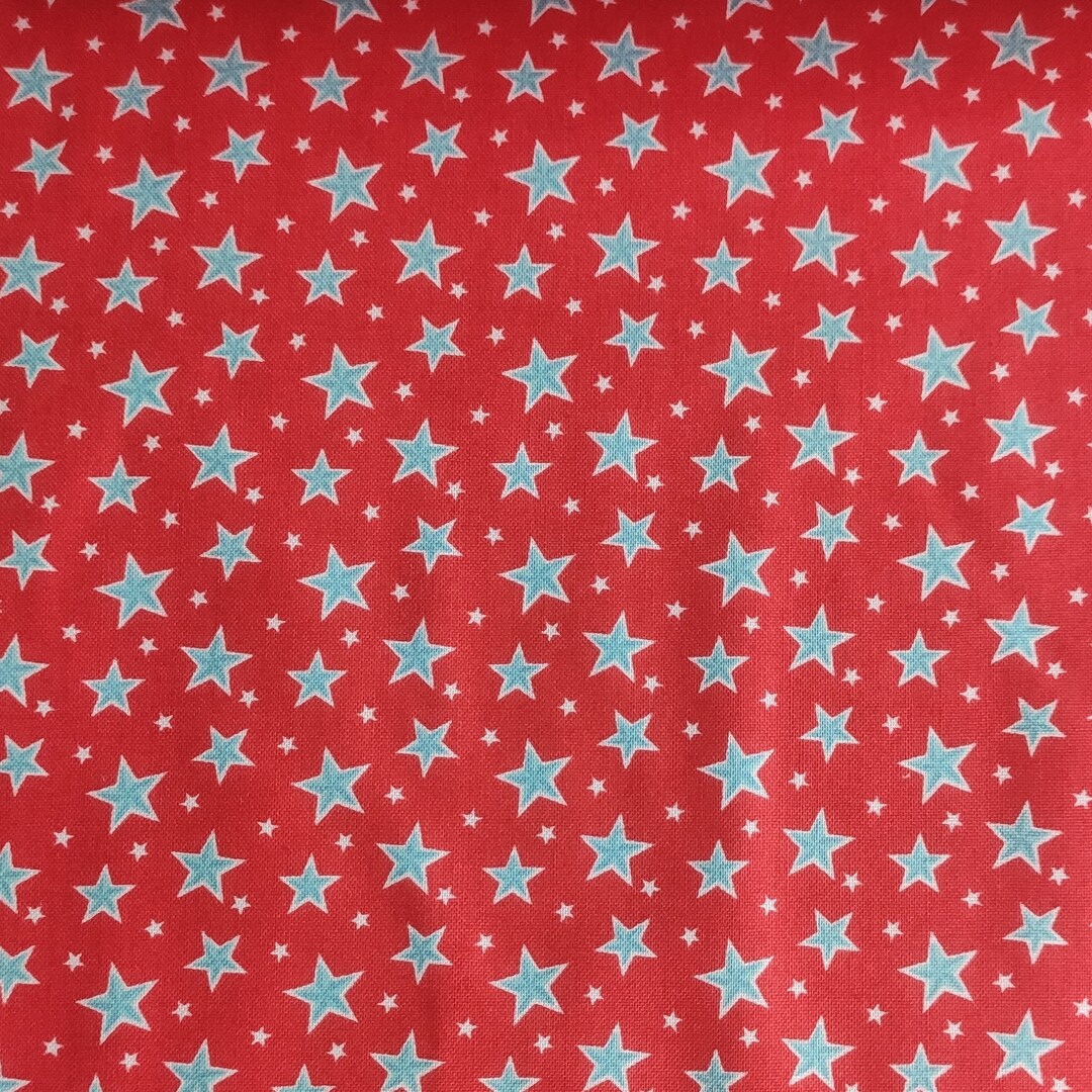 USA, Patriotic, Blue Stars Red Background, 100% Cotton Fabric - Etsy