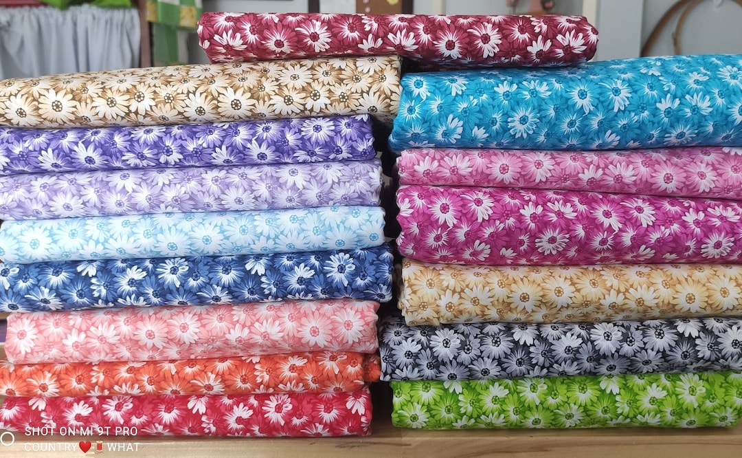 Sunshine, Daisy Fabric, Multi-color, 100% Cotton - Etsy