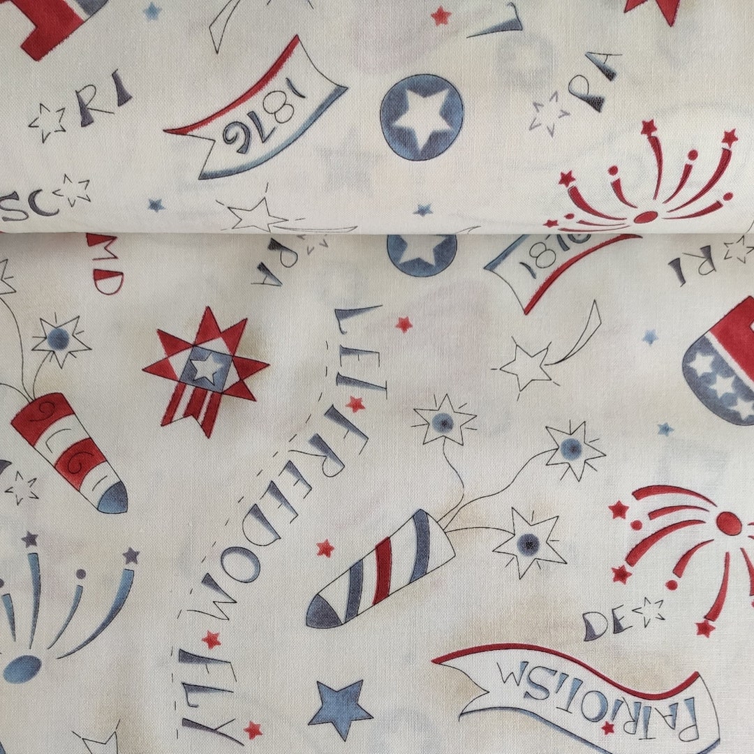 Patriotic, USA, Let Freedom Fly, Red, White and Blue, 100% Cotton ...