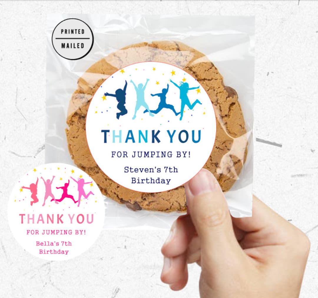 Jump Birthday Stickers, Jump Trampoline Thank You Label Jump Favor ...