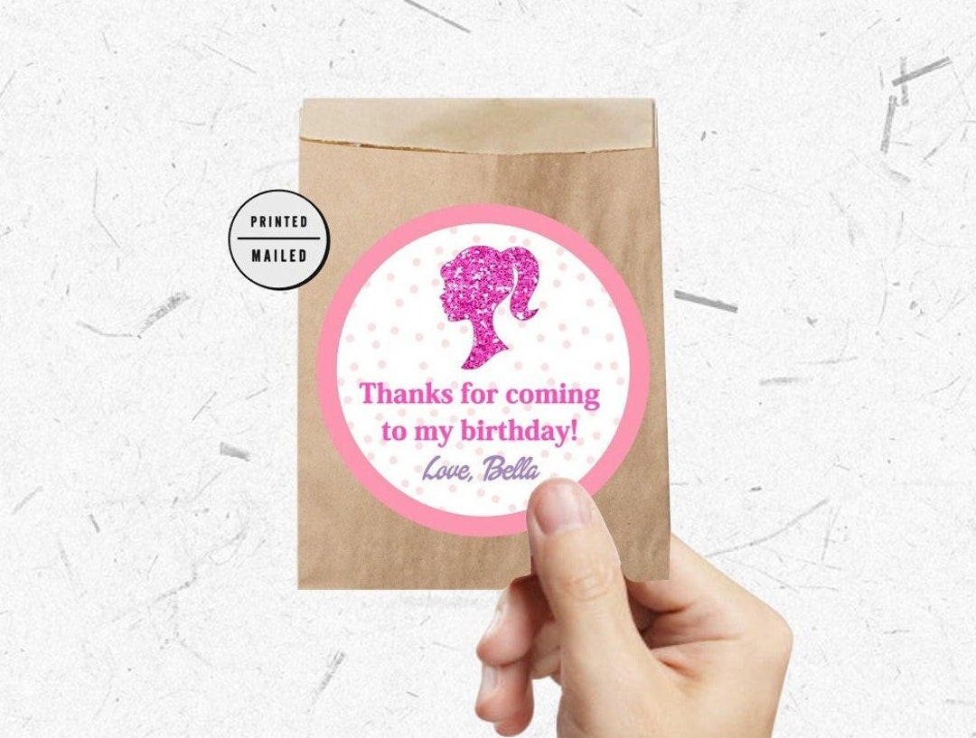 Personalized Birthday Party, Birthday Stickers, Pink Doll Stickers ...