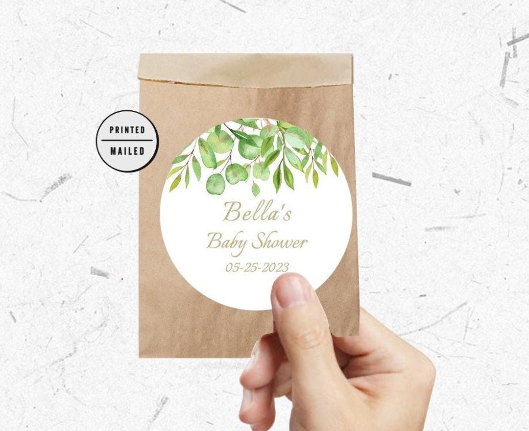 Personalized Baby Shower Stickers, Baby Shower Sticker , Eucalyptus ...
