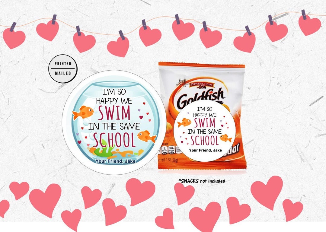 Personalized Fish Valentine's Day Stickers, so Glad We Swim in the Same ...