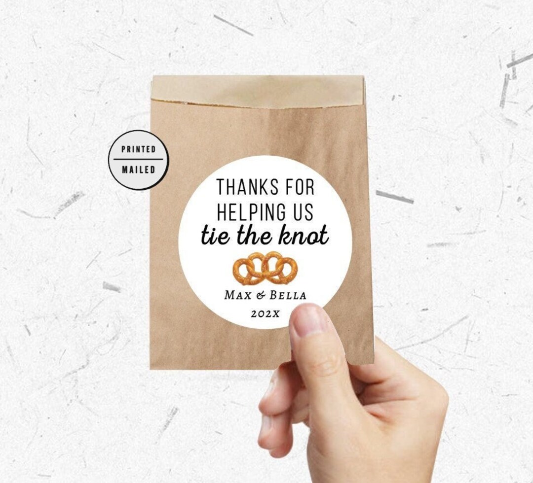 Thanks for Helping Tie the Knot Pretzel Wedding Sticker, Thank You ...