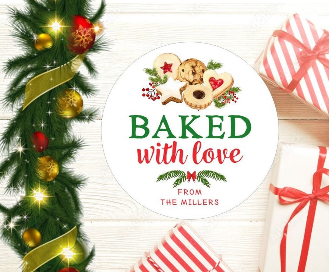 Christmas Baking Labels, Merry Christmas Rustic Holiday, Baked With ...