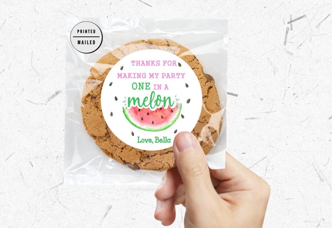 Thanks a Melon Stickers, Watermelon Birthday Favor Stickers, Thanks a ...