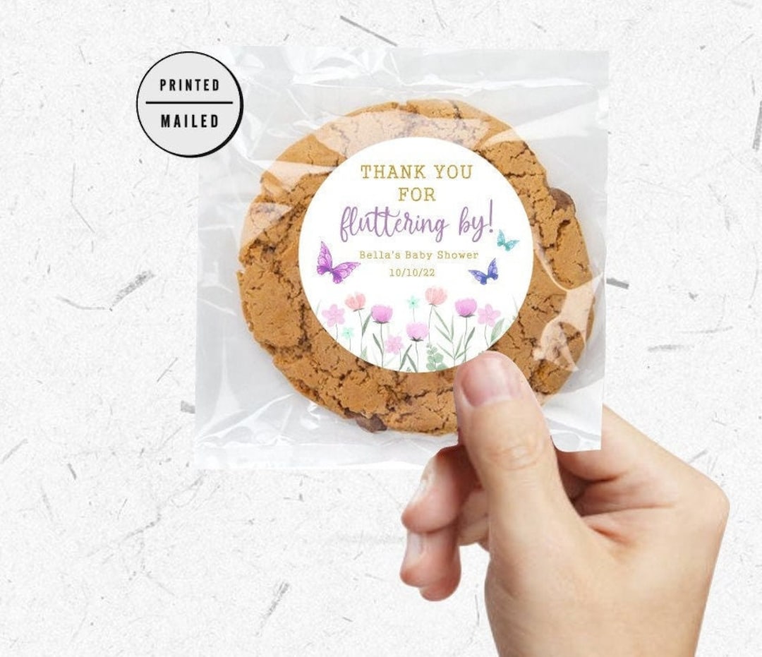 Butterfly Thank You for Fluttering by Party Favor Baby Shower Stickers ...