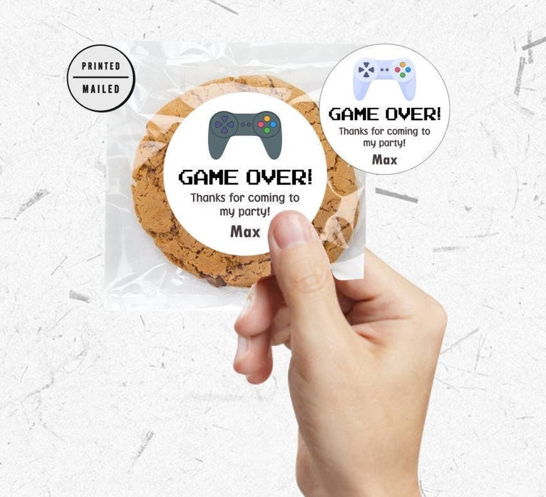 Video Game Birthday Party Stickers, Game Over! Video Game Sticker ...