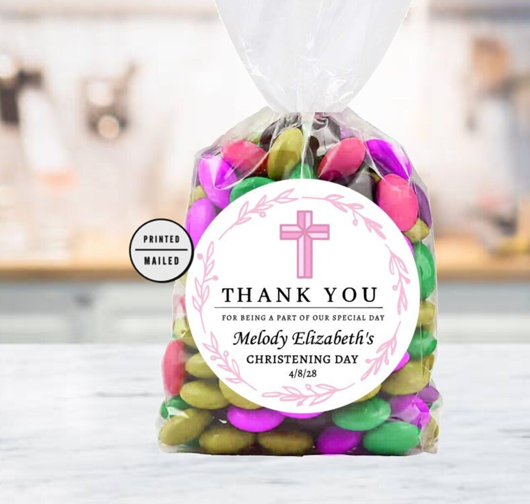 Personalized Christening Stickers for Favors, Thank You Christening ...
