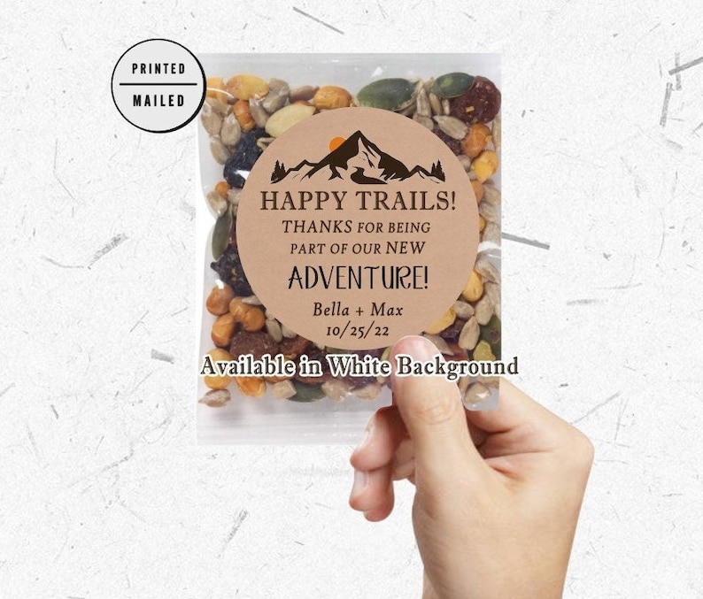 Happy Trails Wedding Stickers Trail Mix Labels New Adventure - Etsy