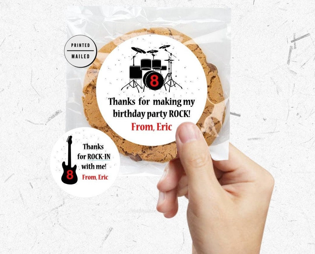 Personalized Guitar Birthday Stickers, Rock Star Birthday Party ...