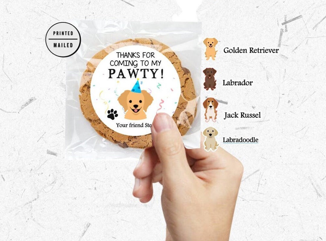 Dog Birthday Puppy Pawty, Animals, Pet, Thank You, Round Sticker, Dog ...