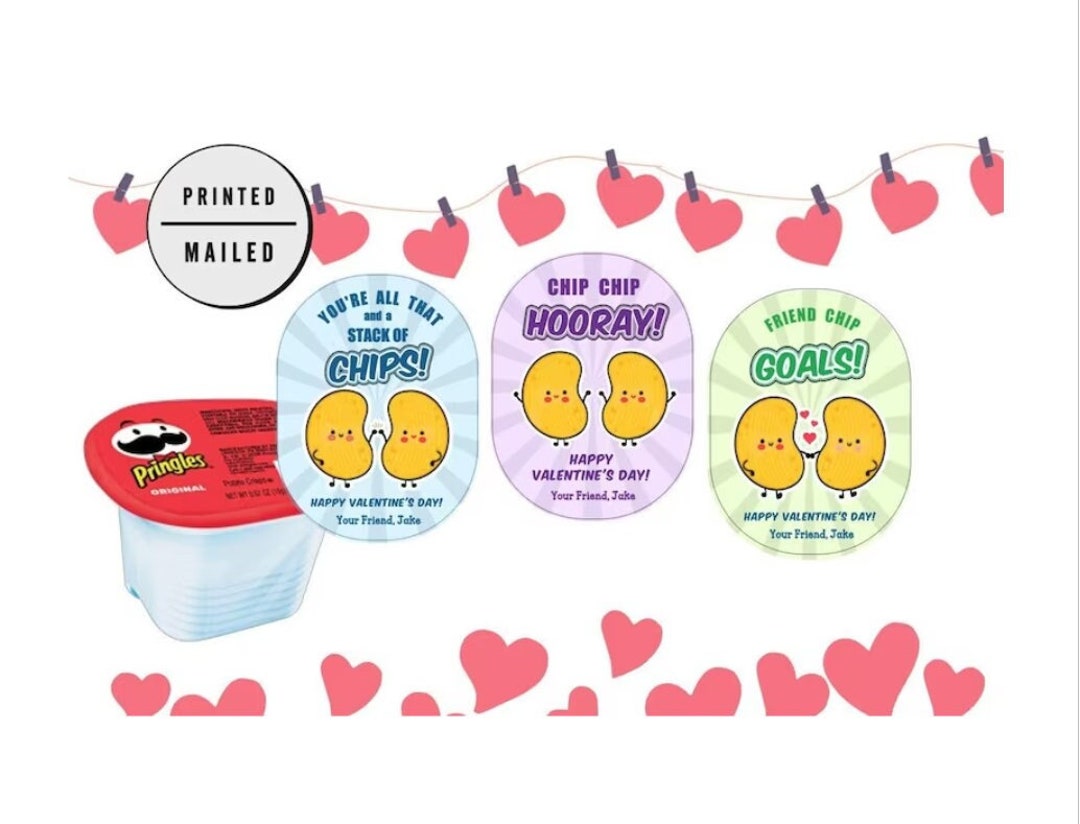 12 Valentine Chip Stickers, Personalized Valentine's Day Stickers ...