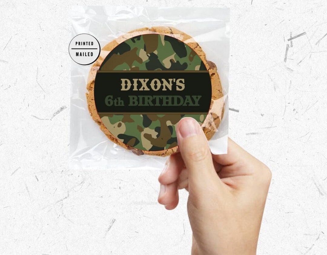 Army Camo Themed Birthday Sticker, 1st Birthday Thank You Birthday ...