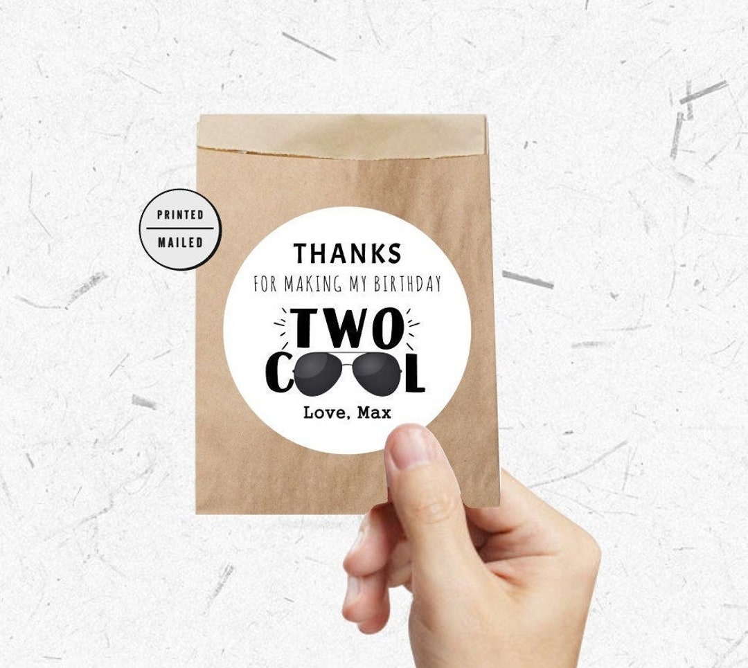Two Cool Birthday Stickers, Personalized Birthday Stickers Decorations ...