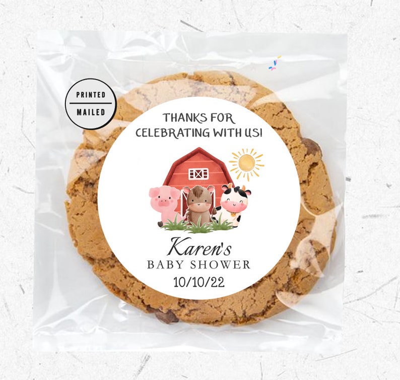 Farm Baby Shower Party Favor Stickers, Barnyard Baby Cow Party Sticker ...