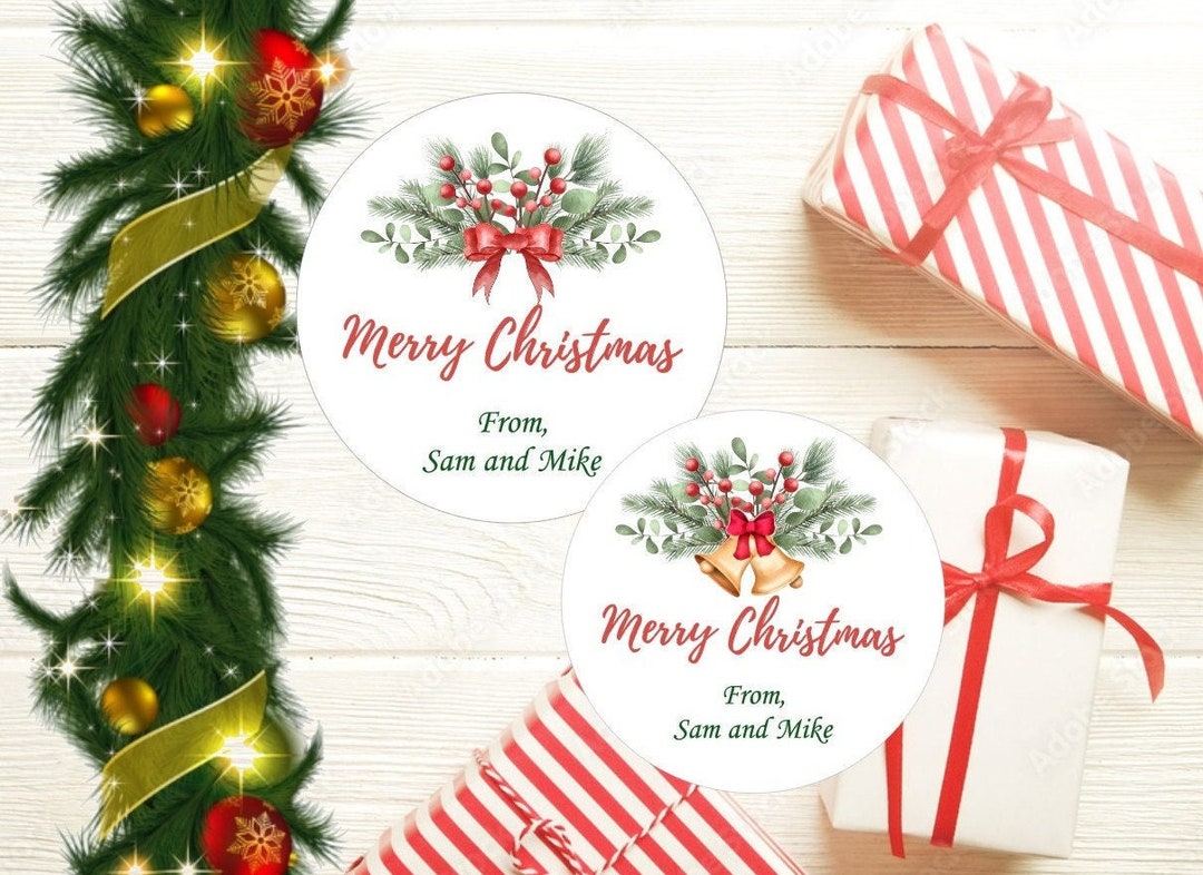 Custom Merry Christmas, Personalized Christmas Stickers, Personalized ...