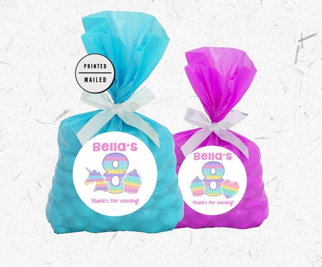 Pop It Stickers, Personalized Pop It Party, Girl, Rainbow Fidget Toy ...