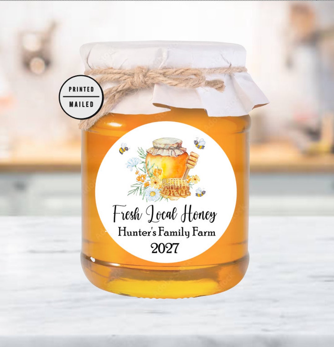 Honey Labels Custom Stickers, Honey Farm, Personalized Honey Stickers ...