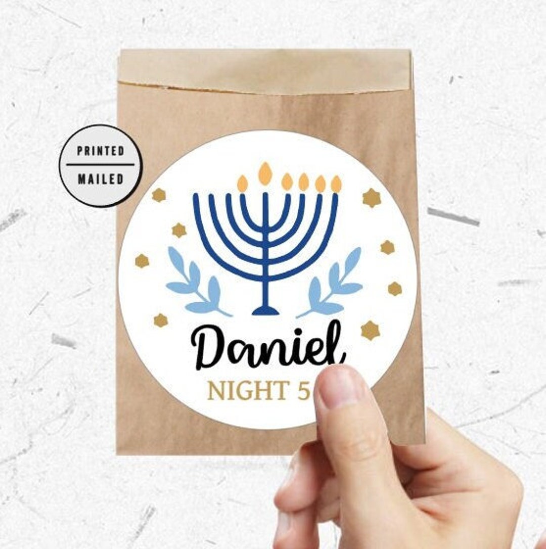 Happy Hanukkah Personalized Gift Stickers , Set of 8 Hanukkah ...