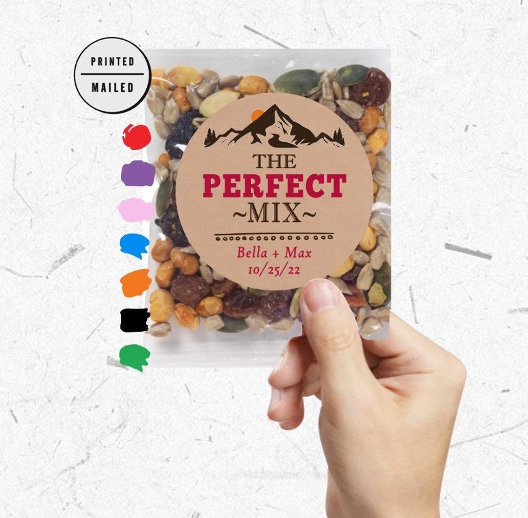 The Perfect Mix Wedding Stickers, Trail Mix Labels, New Adventure Label ...