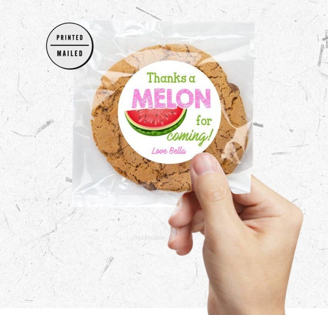 Thanks a Melon Stickers, Watermelon Birthday Favor Stickers, Thanks a ...