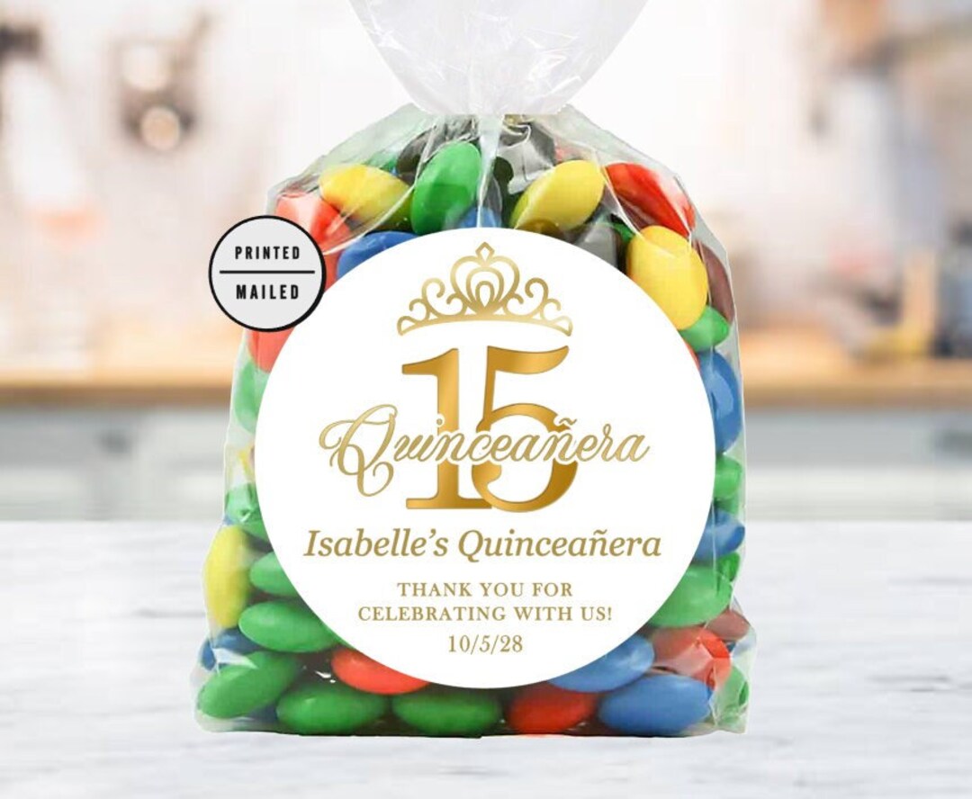 Quinceañera Birthday Stickers, Thank You Party Favor Stickers, Mis ...