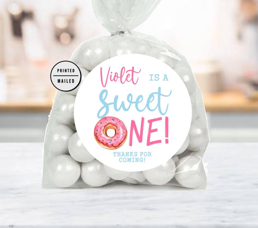 Birthday Stickers, Sweet One Donuts Birthday, Thank You Stickers, 1st ...