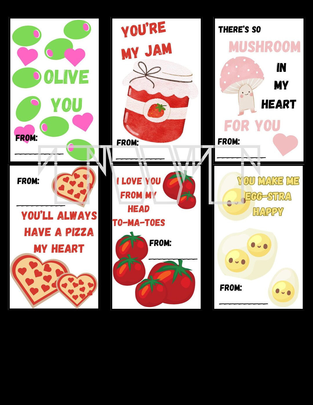 Food Valentine Cards for Kids Printable - Etsy