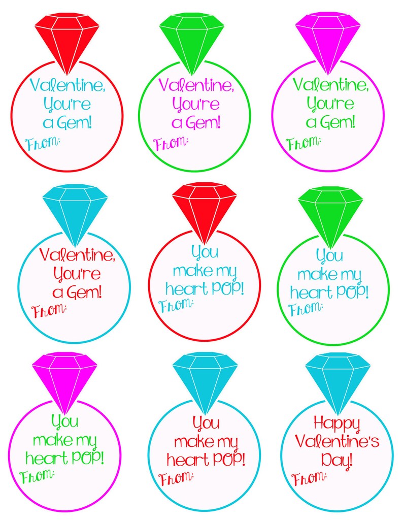 Ring Pop Valentine's Day Tags - Instant Download - Ring Pop Valentines ...