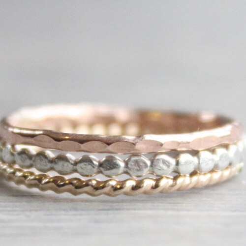 14K Gold Filled Stacking Rings // Set of 3 Simple 14K Gold - Etsy