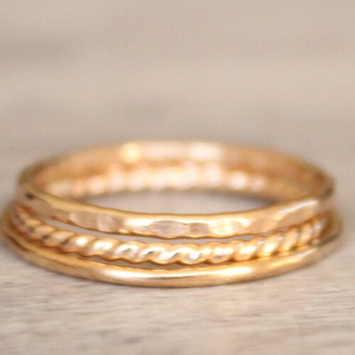 14K Gold Filled Stacking Rings // Set of 3 Simple 14K Gold - Etsy