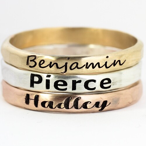 Sterling Silver Personalized Ring // Personalized Name Date - Etsy