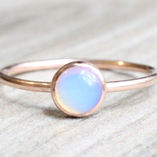 Moonstone Ring Hammered Band Gold Ring Statement Ring | Etsy