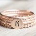 Rose Gold Initial Ring Set: 14K Filled Stacking Rings - Etsy