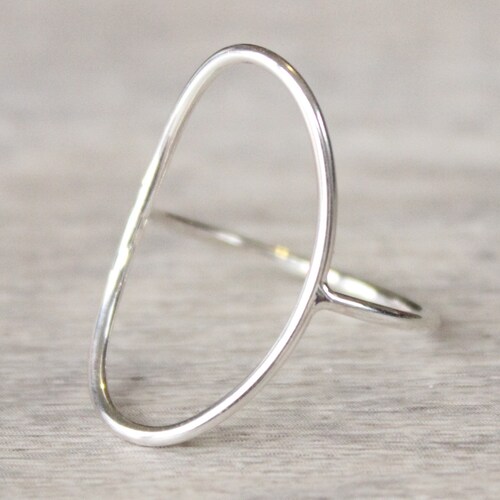 Oval Ring Open Oval Ring Sterling Silver Ring Large Oval - Etsy