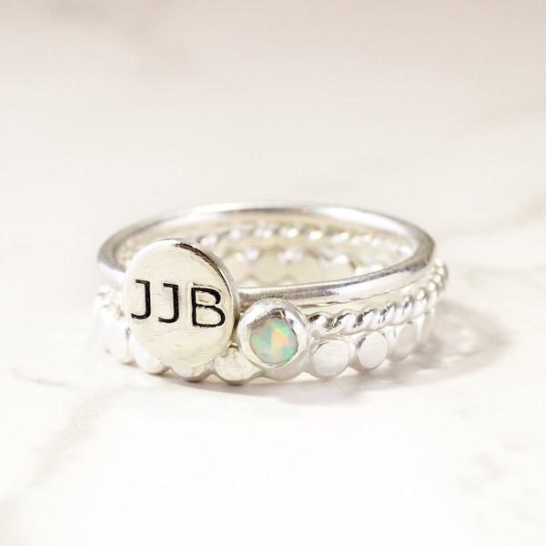 Sterling Silver Initial Rings - Etsy