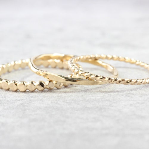 14K Gold Filled Stacking Rings // Set of 3 Simple 14K Gold - Etsy