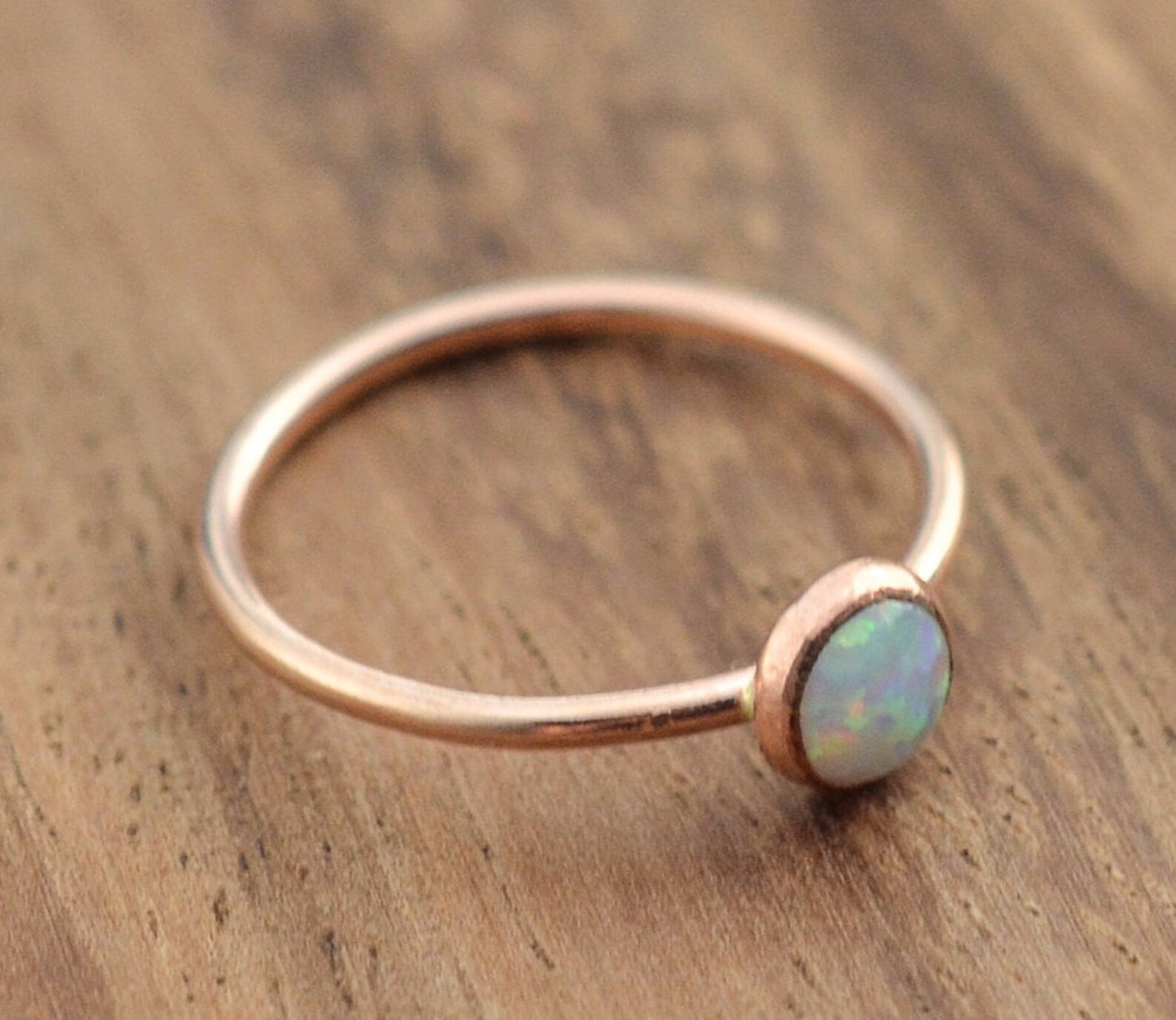 Rose Gold Opal Ring // 14k Rose Gold Filled Opal Ring // - Etsy