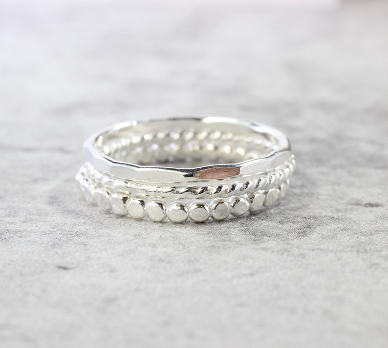Sterling Silver Stacking Rings // Set of 3 Simple Stacking - Etsy