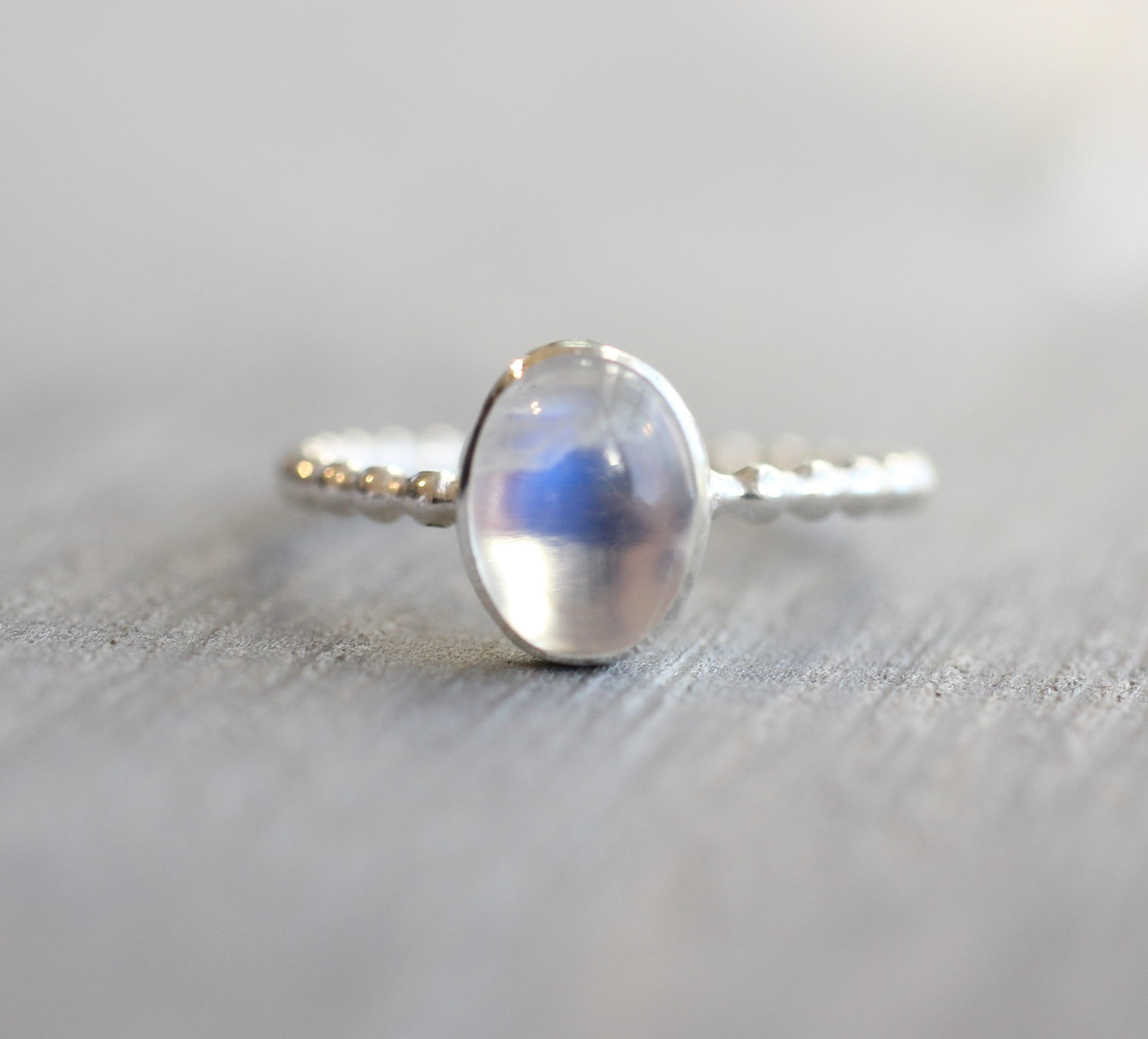 Sterling Silver Moonstone Ring // Rainbow Moonstone Stacking | Etsy