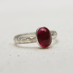 Silver Ruby Ring // Sterling Silver Birthstone Stacking Ring - Lab ...