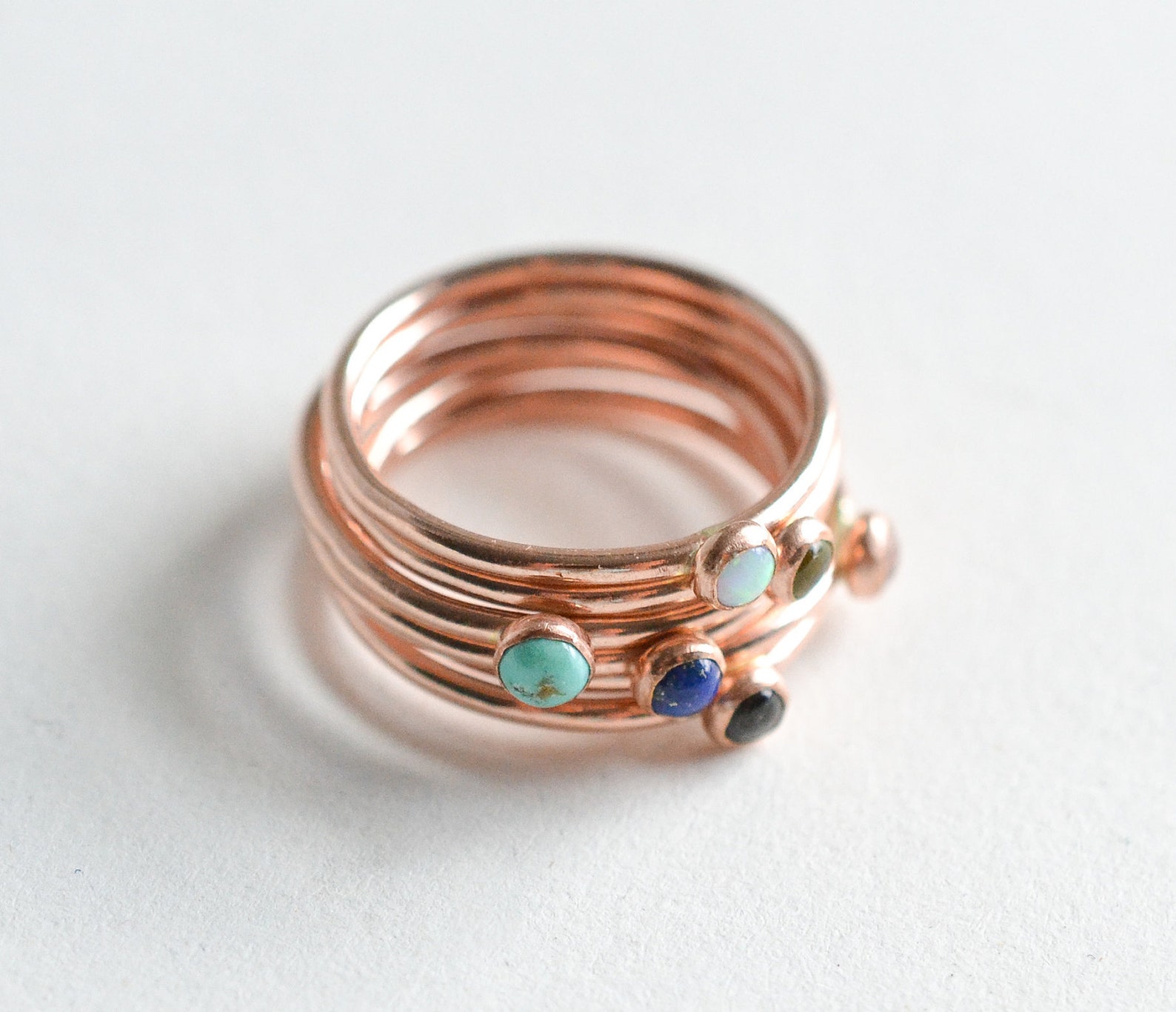 Rose Gold Gemstone Rings // 14K Rose Gold Filled Stacking - Etsy