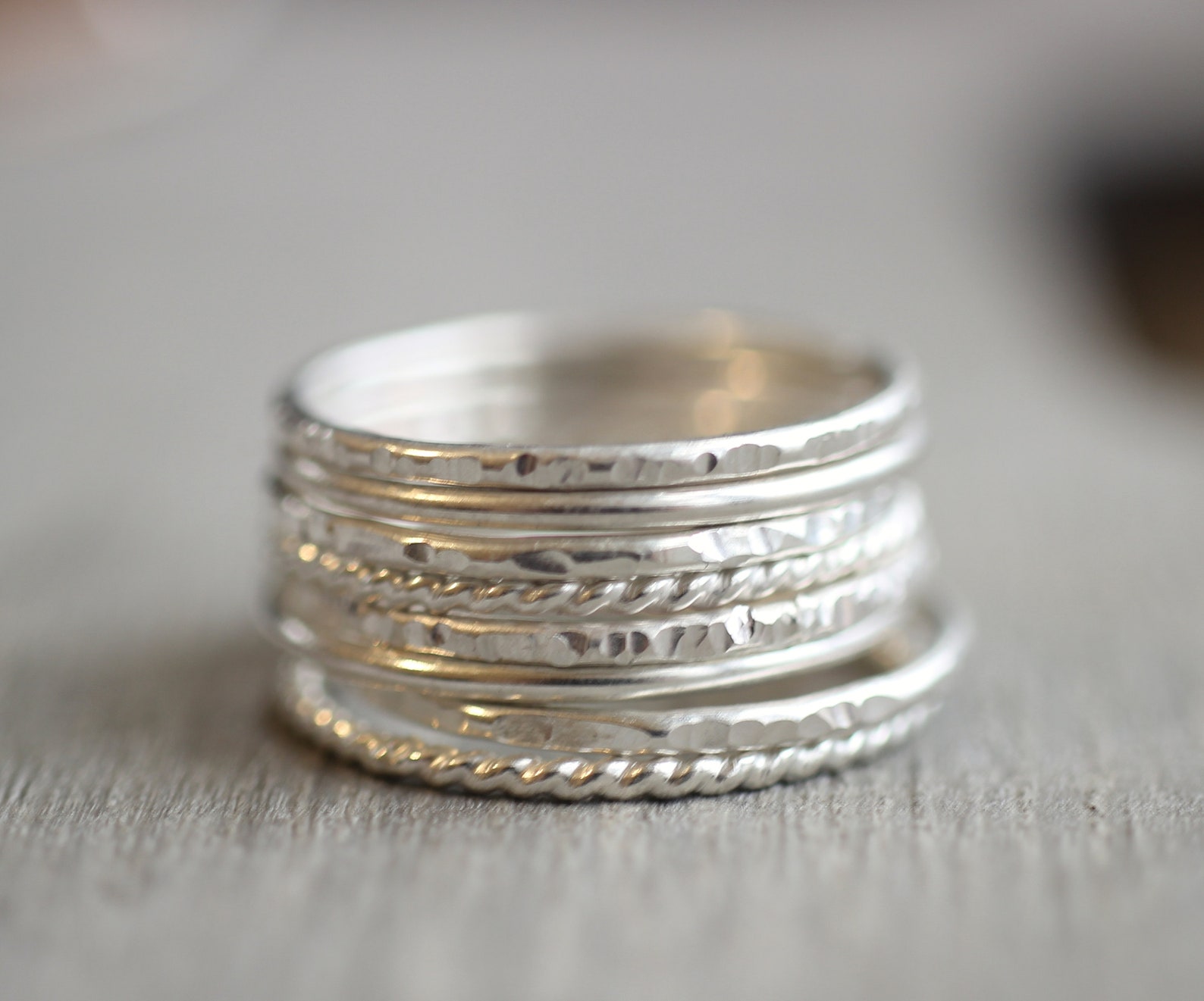 Sterling Silver Stacking Ring Set // Set of 8 Sterling Silver - Etsy